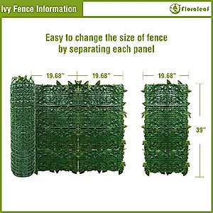 FLORALEAF Artificial Faux Ivy Privacy Fence Screen Hedges Trellis Leaves Panels with Mesh Backing Vine Decoration Natural Looking for Outdoor Decor, Garden, Yard, 39"x117", 4 Packs