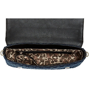 Guess Women's G Lux Denim Quilted Flap-Over Crossbody Handbag