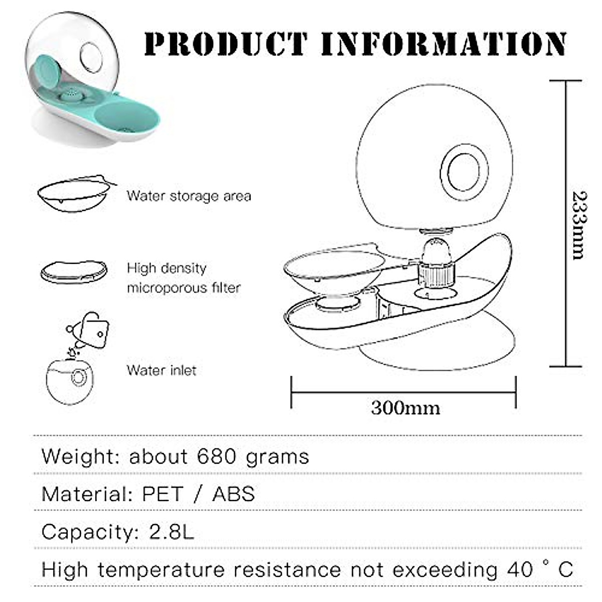 HappyCat Small Pets Water Dispenser Dogs Cats Gravity Waterer Feeder Bowl  Automatic Water Drinking Fountain for Small or Medium Size Dogs Cats (Green Snail)
