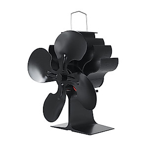 4- Stove Fireplace Fan Effecient Heat Powered Log Wood Burner Stove Fan Eco-Fan Quiet Heat Distribution (Color : Black)