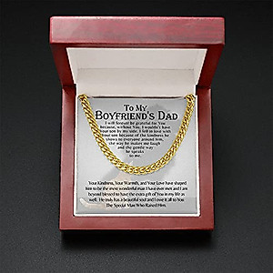 To My Boyfriends Dad Father Gift, Cuban link Chain, Necklace, for Christmas, Birthday, Just Because, Fathers Day, Present, Stocking Stuffer TBS0574