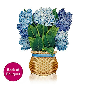 Freshcut Paper Pop Up Cards, Nantucket Hydrangeas, 12 inch Life Sized Forever Flower Bouquet 3D Popup Greeting Cards with Blank Note Card and Envelope