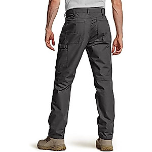CQR Men's Ripstop Work Pants, Water Repellent Tactical Pants, Outdoor Utility Operator EDC Straight/Cargo Pants, Utility Straight(twp301) - Charcoal, 34W x 30L