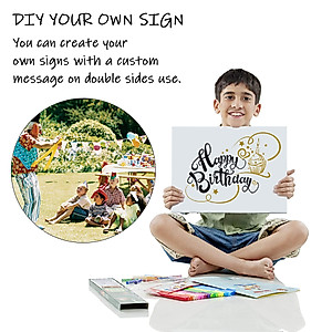 Blank Yard Lawn Signs, 4 Pack 18 x 12 Inches White Plastic For Happy Birthday,Garage Sale, Rent, Guidepost Decorations, Blank Lawn Signs With Stakes