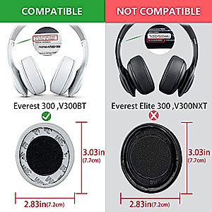 Geekria QuickFit Protein Leather Replacement Ear Pads for JBL Everest 300, V300BT Headphones Ear Cushions, Headset Earpads, Ear Cups Repair Parts (White)