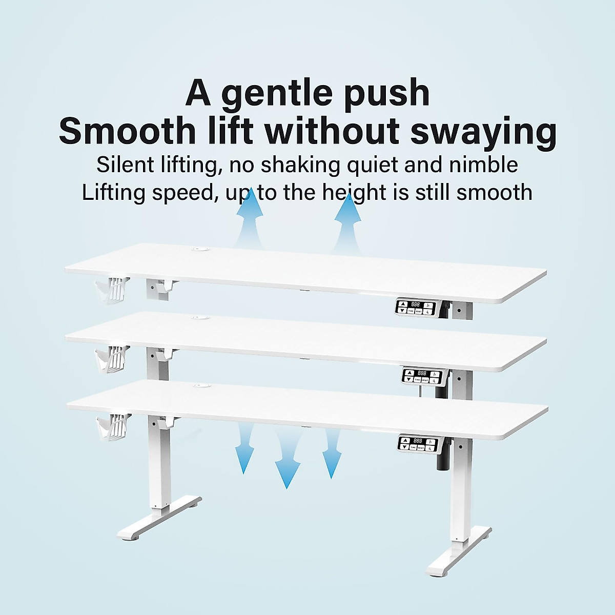 63inch Adjustable Desk Stand up Desk Electric Standing Desk Adjustable Height Sit Stand Home Office Desk Including Splice Table Plate White