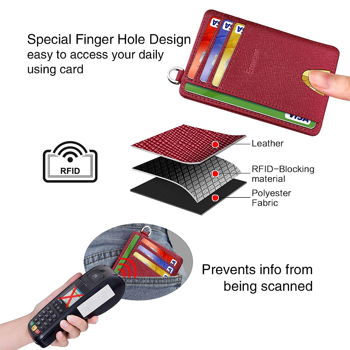 EcoVision Slim Minimalist Front Pocket Wallet, RFID Blocking Credit Card Holder Wallet with Detachable D-Shackle for Men Women