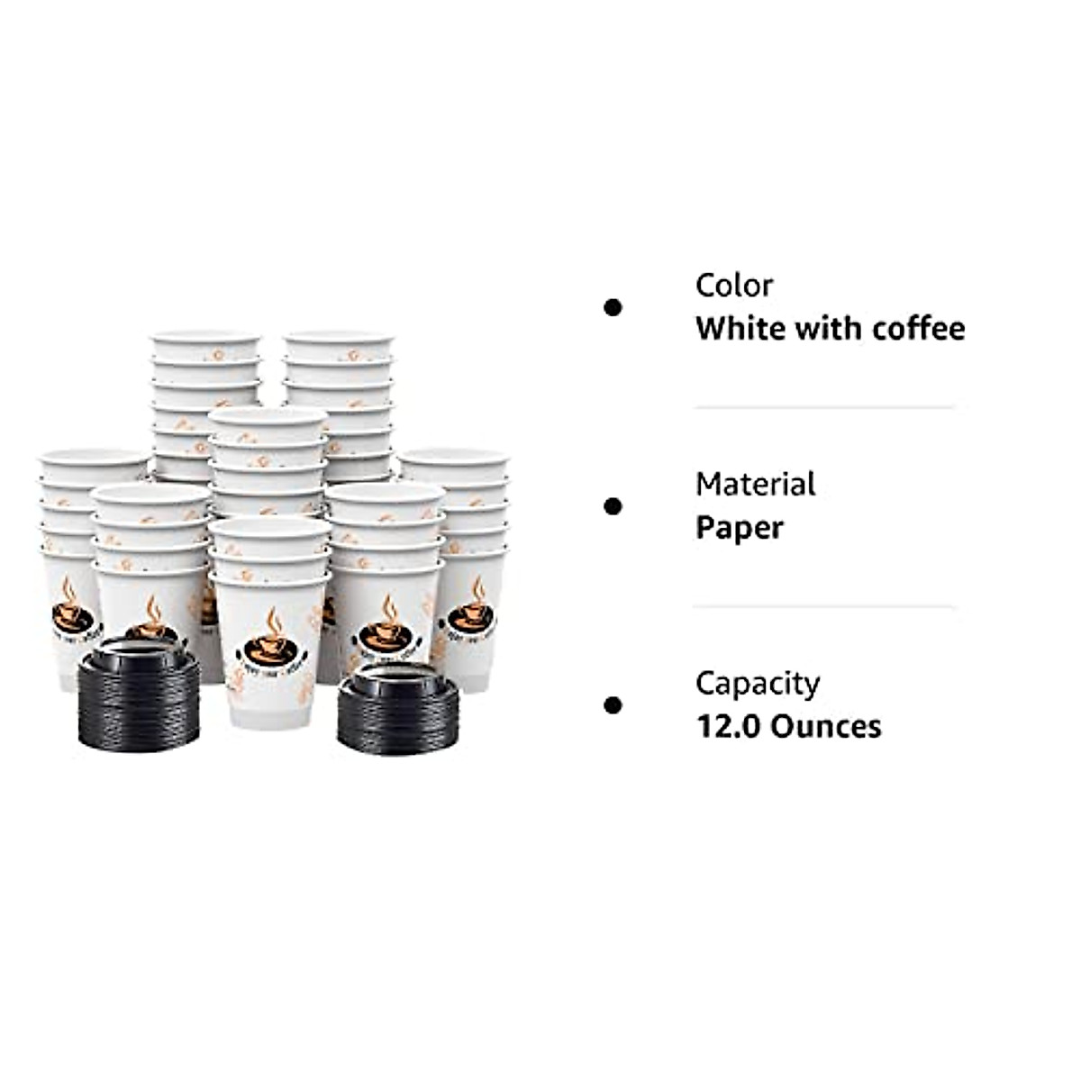 SPRINGPACK Disposable Coffee Cups with Lids, [100 pack] 12 oz (Double Wall) Insulated To Go Paper Coffee Cups for Cold/Hot Beverage, Recyclable Takeaway Drinking Cups for Home Office Cafe Parties