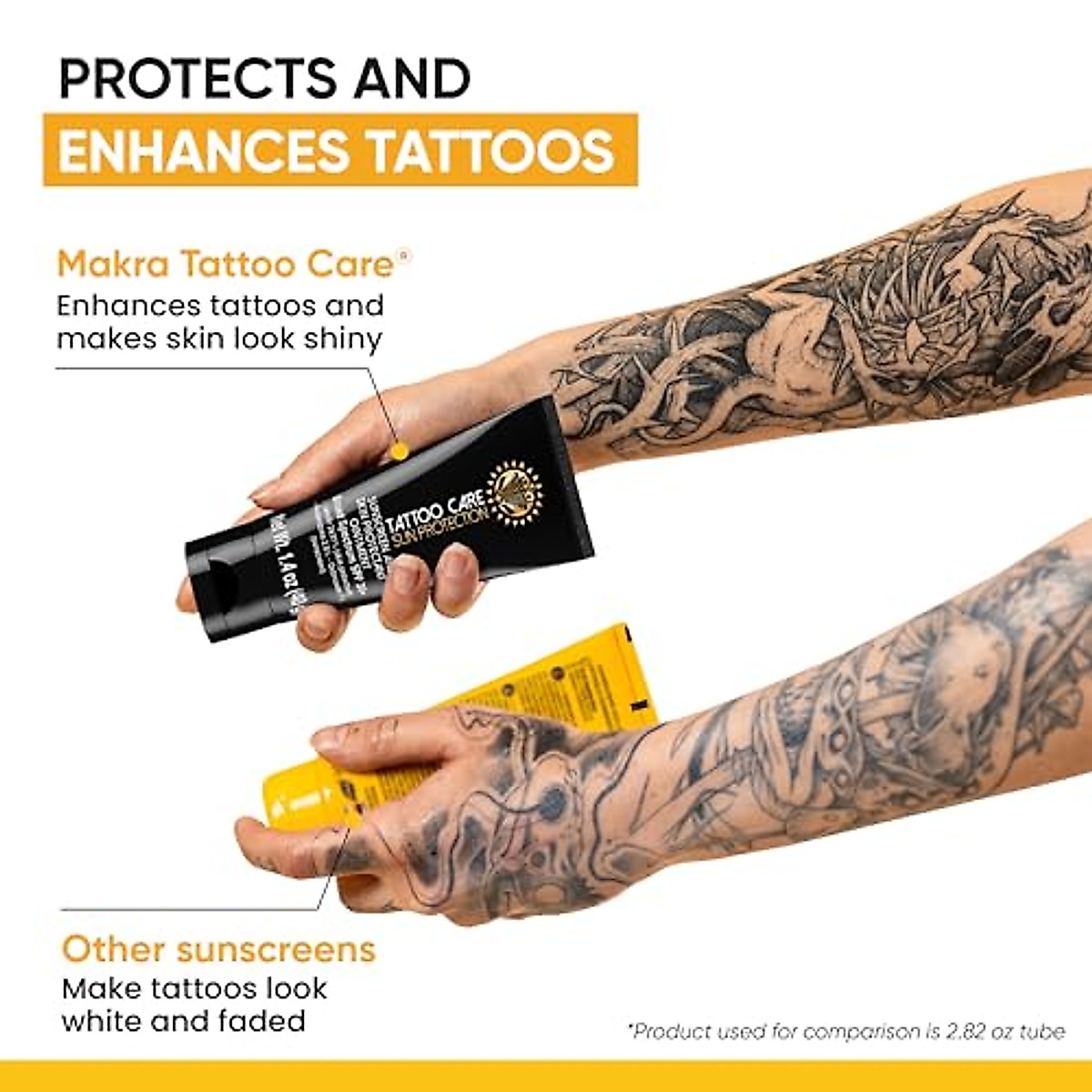 Makra Tattoo Care Sunscreen – SPF 30+ All Natural Tattoo Sun Protection - UVA/UVB Protection - Deeply Moisturizes and Protects Ink Against Fading - Enhances Colors, Water Resistant - 1.35 Oz/40 g