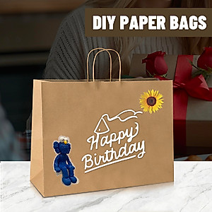 bagmad 100 Pack 16x6x12 Inches Brown Kraft Paper Bags with Handles Bulk, Large Recycled Paper Bags, Gift Bags, Grocery Bags, Retail Bags, Shopping Bags, Merchandise Bags for Small Business