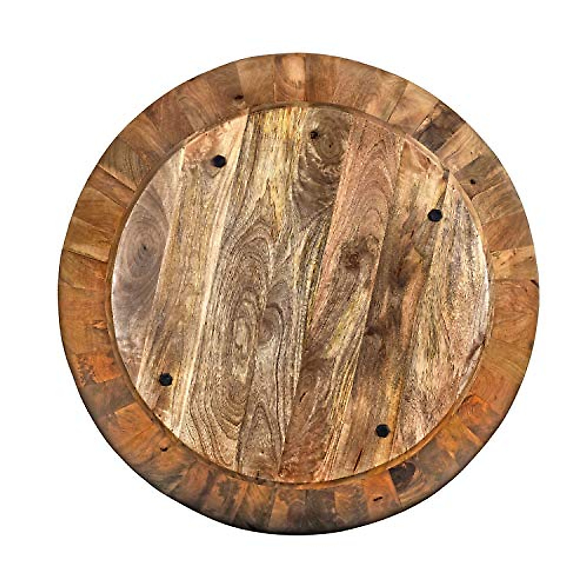 The Urban Port Mango Wood Coffee Table in Round Shape, Dark Brown