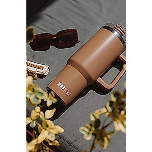 Drink Trois (Women-Owned 40 oz Tumbler With Handle and Straw Lid Insulated Reusable Stainless Steel Water Bottle Travel Mug Iced Coffee Cup Travel Mug for Cold Beverages 40 oz Tumbler with Handle