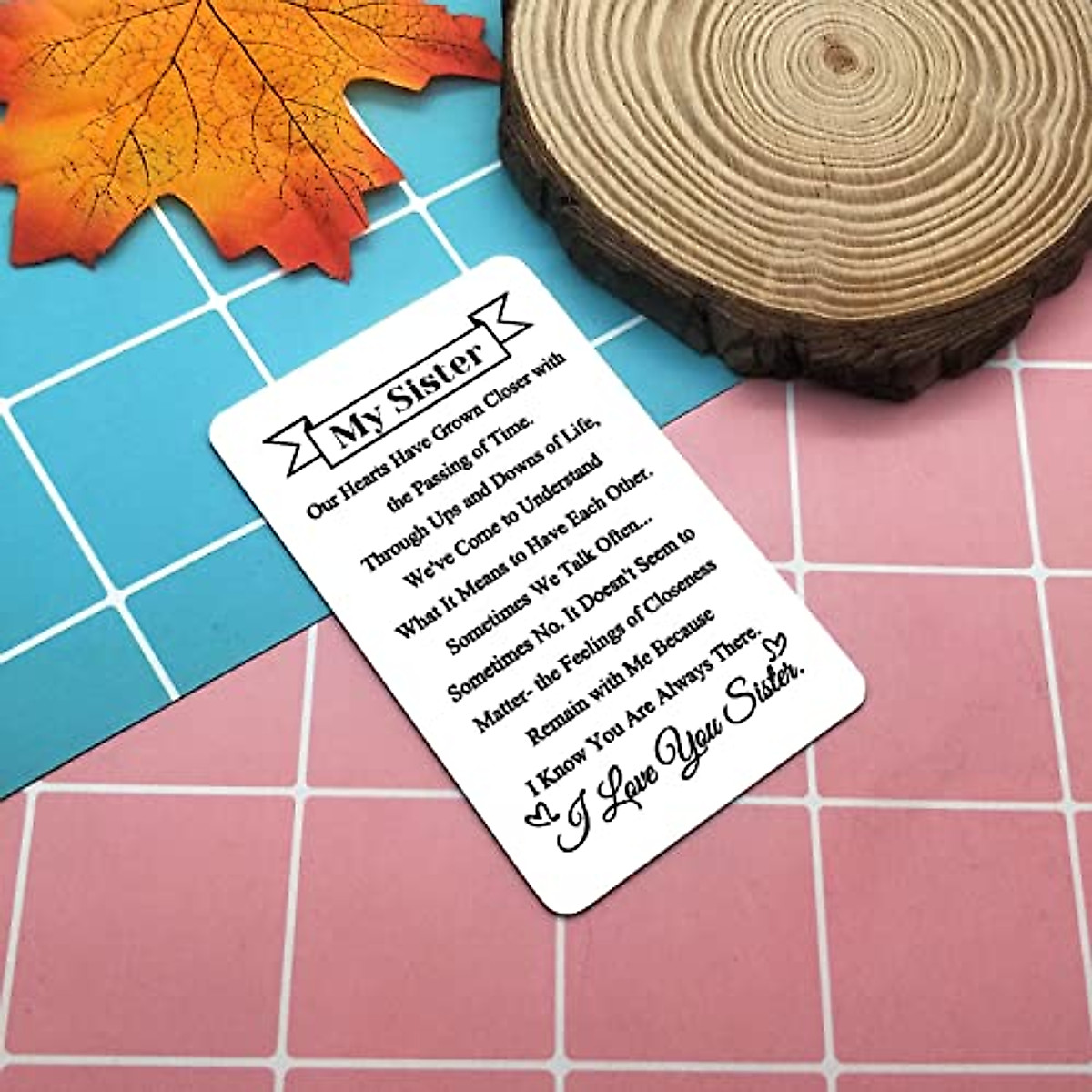 Sister Gifts from Sister Brother Engraved Wallet Cards for Sister Christmas Thanksgiving Birthday Gifts for Sisters Graduation Gift for Her Sister Wallet Card Sister Valentines Wedding Gifts