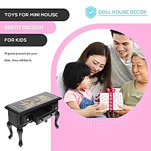 1: 12 Dollhouse Desk Wooden Retro Miniature Table Mini Writing Desk Toy Dollhouse Furniture Accessory Decoration