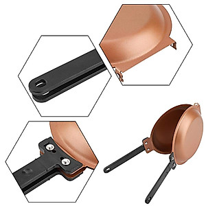 ZJchao Frying Pan, Double Side Frying Pan Non-Stick Flip Folding Frying Pan (Golden)