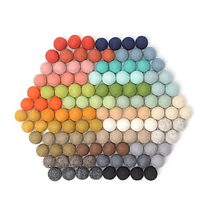 Glaciart One Felt Pom Poms, Wool Felt Balls (120 Pieces) 2 cm – 0.8 Inch, Handmade Felted 30 Colors (Green, Pink, Blue, Yellow and More) Bulk Small Puff for Felting and Garland