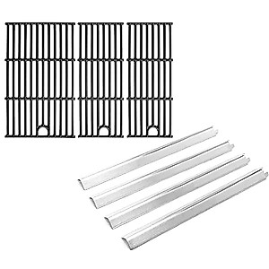Uniflasy Stainless Steel Heat Heat Plates and Cast Iron Cooking Grid Grates fits CharBroil Performance Series 4-Burner 463365021 463351021 463352521 Gas Grill