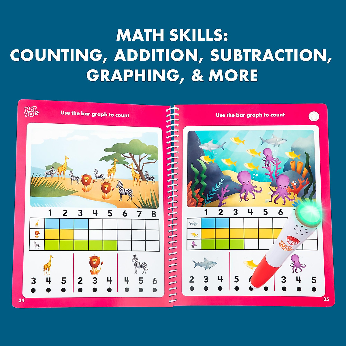 Educational Insights Hot Dots Let's Learn Kindergarten Math - Kindergarten Math Workbook, Classroom Essentials, Ages 5+