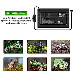 Simple Deluxe 8.5 X 18.5 Inch 24W Reptile Heat Mat Temperature Adjustable Under Tank Heater Terrarium Warmer Heating Pad for Amphibians and Reptiles Pet, Black