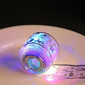 Christmas Ribbon String Lights,9.84ft LED Christmas Tree Ribbon Fairy Lights,Christmas Decorations Battery Operated Copper Ribbon Bows Cute for Party Weddings New Year Indoor Outdoor Xmas Decor