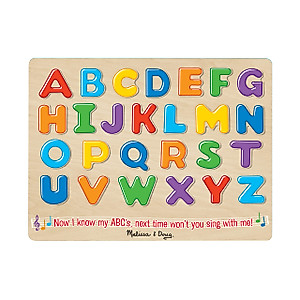 Melissa & Doug Wooden Alphabet Sound Puzzle - Wooden Puzzle With Sound Effects (26 pcs)
