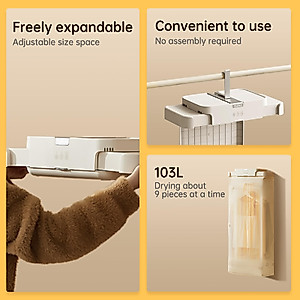 Yulisa 110V Retractable Clothes Dryers 600W Portable Clothes Dryer 3.5cft Non-punching Wall Dryers Suitable for Underwear Lightweight Clothes Baby Clothes Small Clothes Dryer for Apartment RVs Dorms