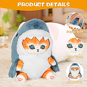 Generic 8'' Cute Shark Cat Plush Toy Soft Shark Cat Stuffed Animal Plushies Toy Figure Doll Pillow Birthday for Kids