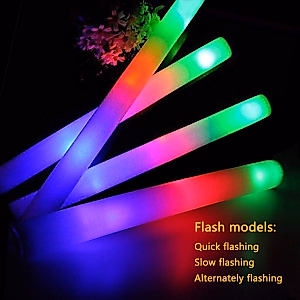 ColorHome Glow Sticks Bulk - 24 Pcs LED Foam Sticks Glow Batons with 3 Modes Flashing Effect, Glow in The Dark Party Supplies for Party Wedding Birthday Concert Halloween Christmas