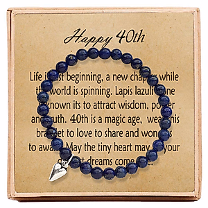 OFGOT7 40th Birthday Gifts for Women Turning 40 – Bead Bracelet with Message Card & Gift Box - Fortieth