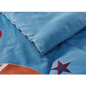 Chezmoi Collection 6-Piece Kids/Teens Mini Bed in a Bag - Soft Microfiber Navy Blue Black Orange Red White Basketball Football Soccer, Sports Comforter Set with Fitted Sheet Full Size