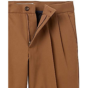 Amazon Essentials Men's Classic-Fit Wrinkle-Resistant Pleated Chino Pant (Available in Big & Tall), Dark Khaki Brown, 42W x 34L
