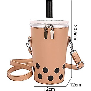 Ellie Dang Designs Cute Kawaii Bubble Milk Tea Shoulder Bag (Brown)