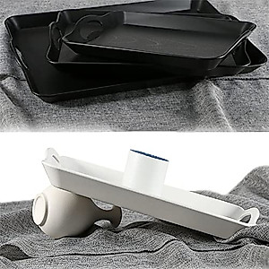 JHSLXD Retro Trays Kitchen/Dining Room Serving Trays Multi-Purpose Trays Breakfast Trays Non-Slip Fruit Trays Creative Rectangle Water Cup Trays,Black,51.5CM