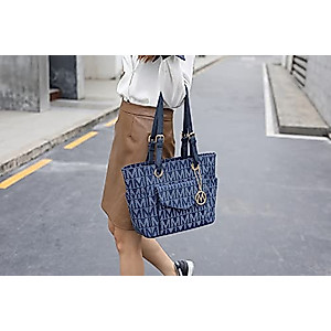 MKF Shoulder Bag for Women: PU Leather Top Handle Tote Handbag – Lady Fashion Satchel Pocketbook, Signature Purse Black