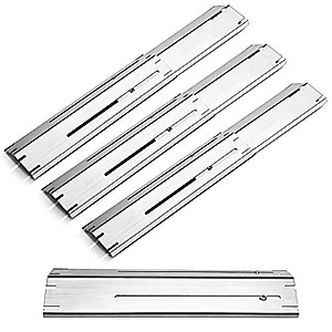 Unicook Grill Heat Plate 4 Pack, Heavy Duty Stainless Steel Heat Shield Replacement Parts, Adjustable BBQ Flame Tamer, Burner Cover, Flavorizer Bar for Gas Grill, Extend from 11.75" up to 21" Length