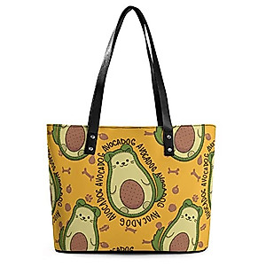 Womens Handbag Avocado Pattern Leather Tote Bag Top Handle Satchel Bags For Lady