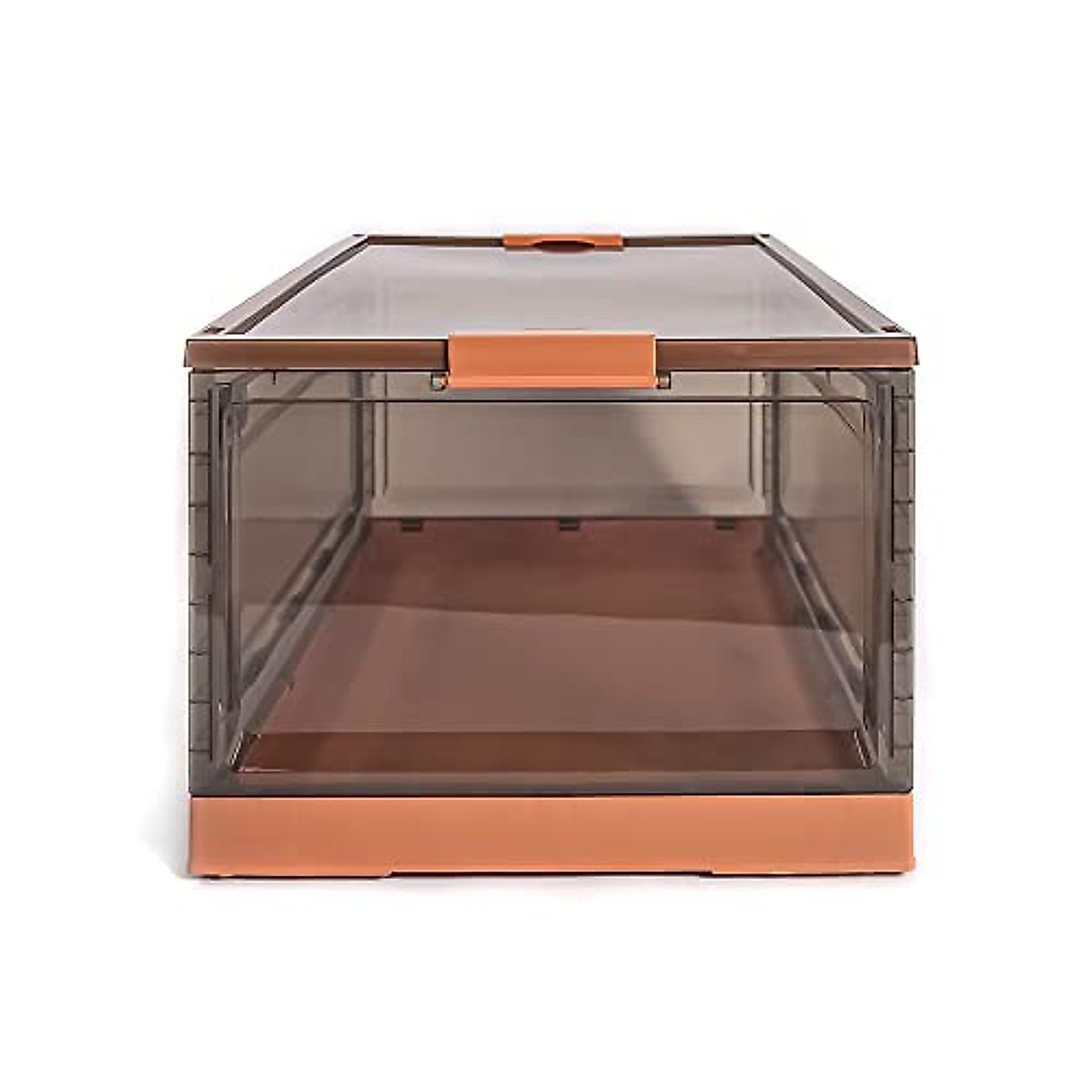 Best Home Fashion 2 packs X-LARGE Storage Bins Side Opening, Stackable Lid Collapsible, Foldable, Easy Tidy Up with Storage Box, Ideal for Home & Office Organization Storage Cube (X-Large, Orange)