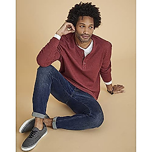 Hanes mens Beefy Long Sleeve Three-button Henley Shirt, Mulled Berry, Medium US