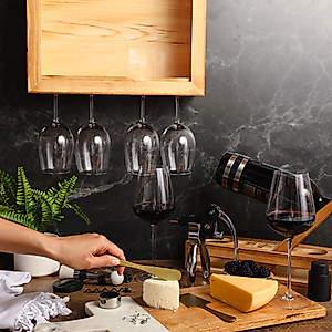 Wine Display Holder and Supplies Set - Housewarming Gifts for Women Who Have Everything, Home Buyer Closing Gift from Realtor, New House Essentials - Rack, Stopper, Corkscrew and More Accessories