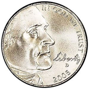 2005 P & D Satin Finish Ocean View Jefferson Nickel Choice Uncirculated US Mint 2 Coin Set