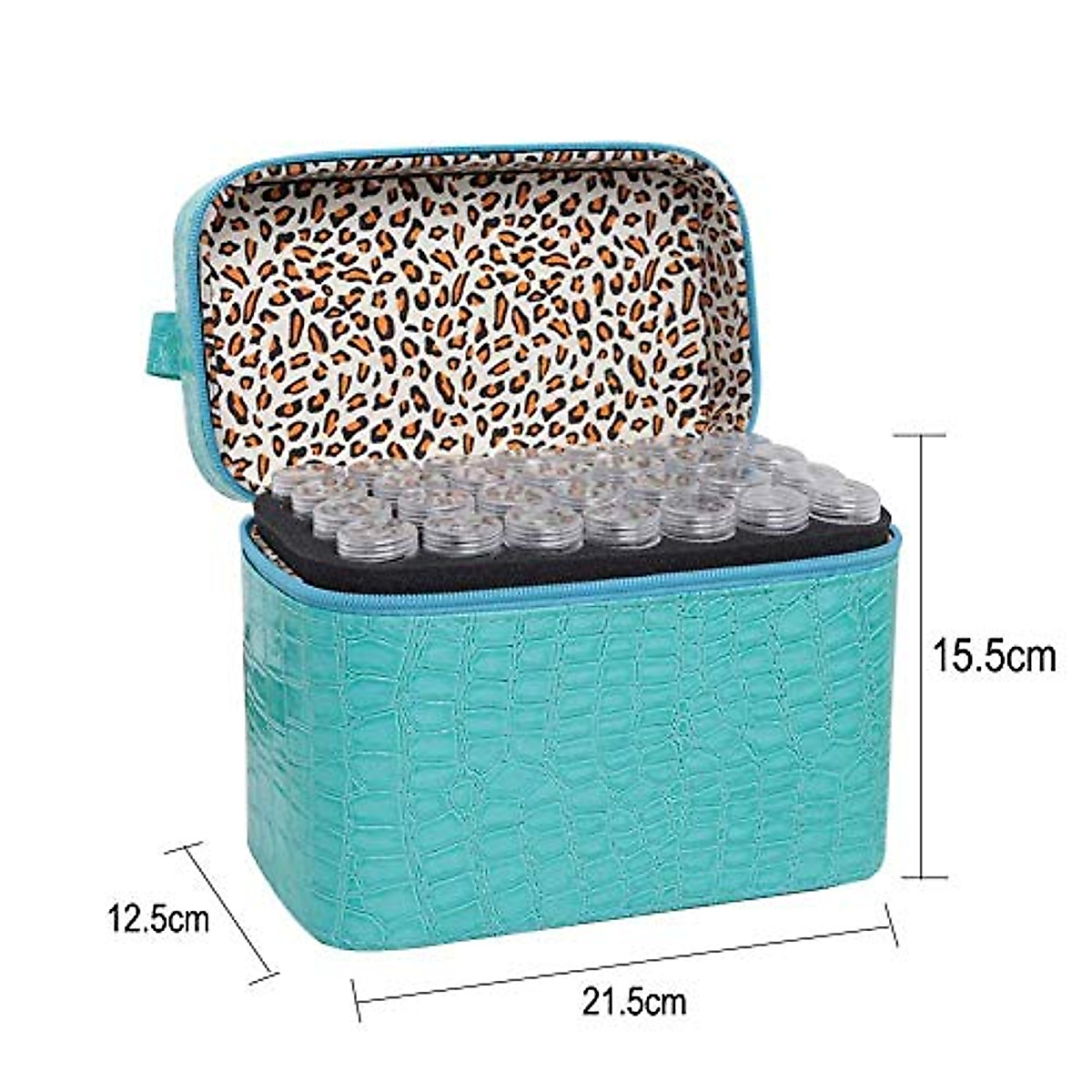 84 Slots Diamond Embroidery Box PU Diamond Painting Accessory Storage Case Container DIY Art Craft Jewelry Beads Sewing Pills Organizer Holder Clear Plastic Beads Cross Stitch Zipper Storage Bag Boxes