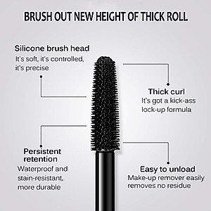 4D Silk Fiber Lash Mascara- Waterproof Mascara Black Volume and Length, Easily to Create Amazing Lashes for Thicker, Long Lasting and Curly Eyelashes