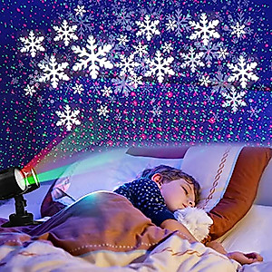 Laser Projector Lights Outdoor Indoor, 3D Dynamic Rotating Snowflake Light with Remote Control & Timer,3-in-1 Red and Green Projector Laser Lamp Light for Holiday |Wall Decoration |Christmas Gift