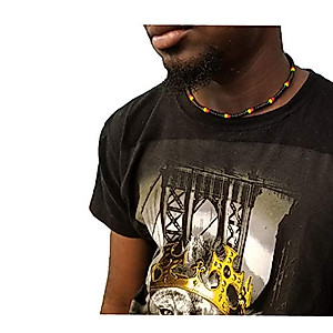 PDTXCLS Rasta Wooden Coconut Bead Reggae Beach 18" Necklace Soho Coco Shell Surfer Necklaces - 8mm