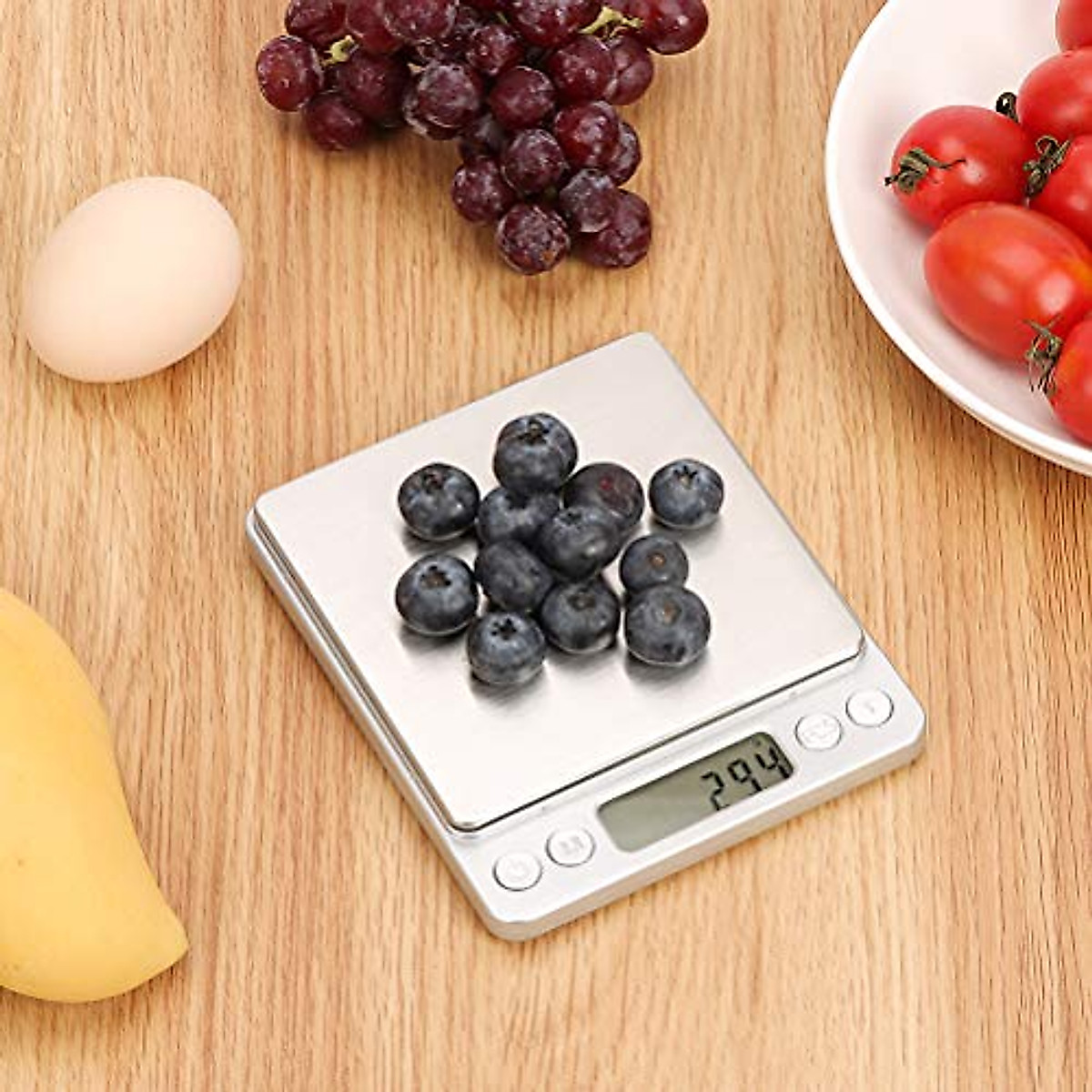 Emoly Food Scale,Digital Kitchen Scale, Mini Size Food Scale 500g/ 0.01g - High Precision Jewelry Weight Scale with Platform, Stainless Steel, LCD Display, Tare，Pcs Features（Does not include battery）
