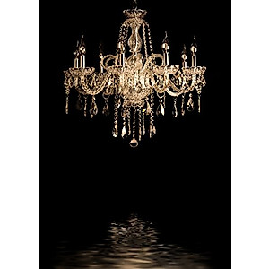 LYLYCTY 5x7ft Luxurious Chandeliers Photography Background European Gorgeous Crystal Chandelier Black Backdrop Studio Props Indoor Decorations LY024