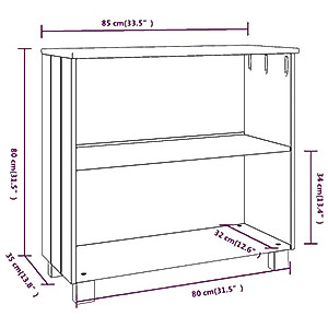 GOLINPEILO Wooden Sideboard 2 Shelf Bookcase Storage Cabinet, 2-Tier Bookshelf Cupboard Storage Cabinet for Bedroom, Living Room 33.5"x13.8"x31.5"(A)