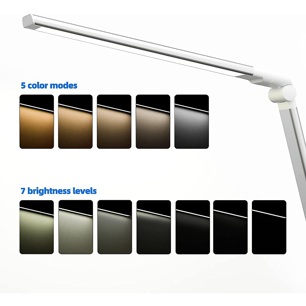 LED Desk Lamp with Wireless Charger, USB Charging Port, Touch Control Desk Lamp with 5 Color Modes, 7 Brightness Levels, Auto Timer, Dimmable Eye Caring Reading Desk Light for Study Home Office