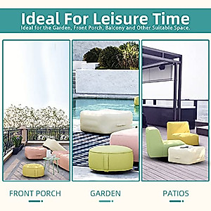 Lucky Yard Inflatable Patio Ottoman Square Stool Footrest with Handle, The Travel Portable Patio Outdoor Foot Stools Use for Indoor or Outdoor, Camping or Home (Green)