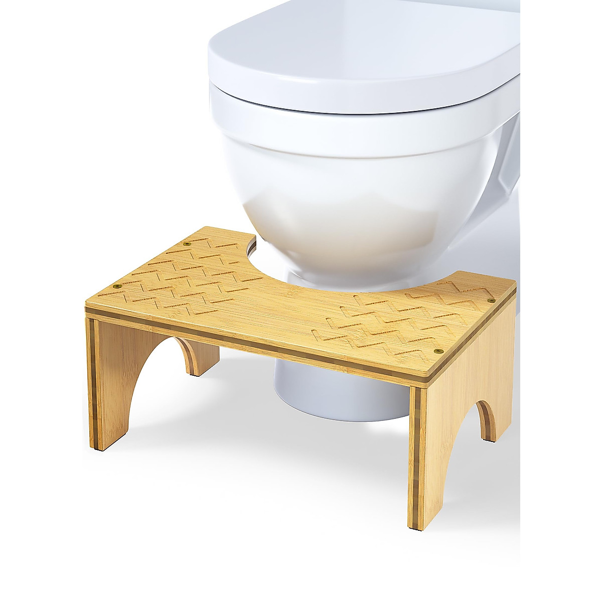 Toilet Stool, Easoger Bamboo Poop Stool, 7" Foldable Potty Stool, Wood Bathroom Step Stool Squat with Anti Slip Layer, 330 lbs Capability